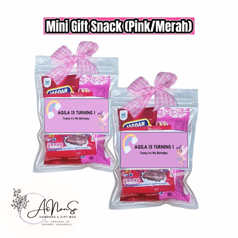 Jual [ MIN ORDER 10 pack ya ] Ready Mini gift snack Warna Pink-Merah ...