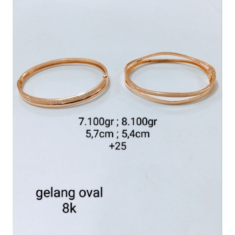Jual gelang emas bangle oval fashion model permata 8 karat | Shopee ...