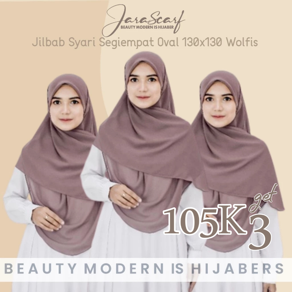 Jual Jilbab Segiempat Oval Ukuran 120x120 dan 130x130 Jara Scarf ...