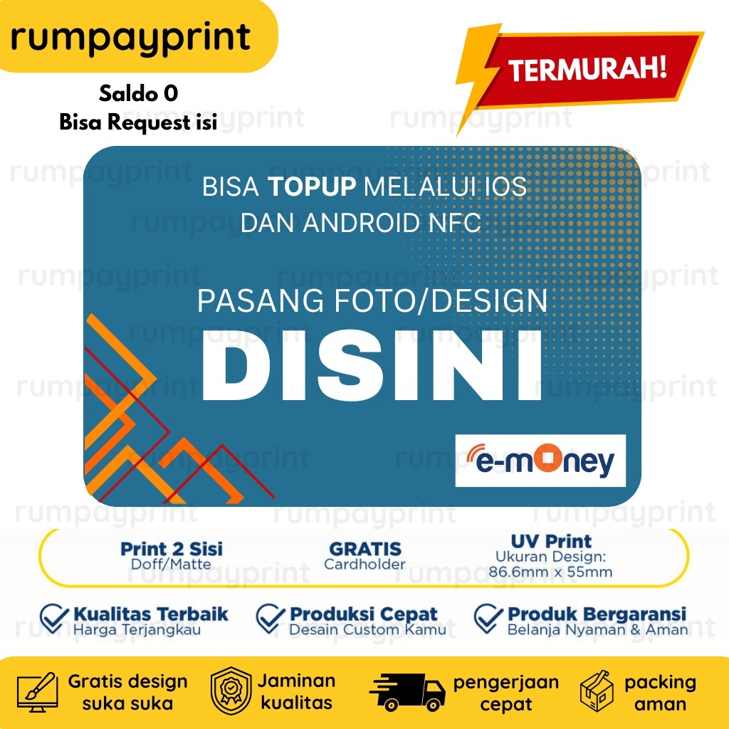 Jual RUMPAYPRINT Kartu Etoll E-toll Emoney E-money custom print uv design suka-suka Mandiri ...
