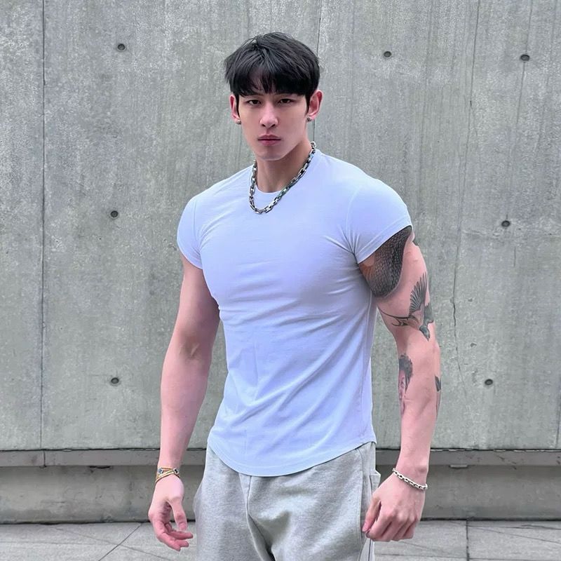 Jual KAOS GYM PRIA BODYFIT SLIMFIT PRESS BODY HALF SLEEVE MUSCLEFIT ...