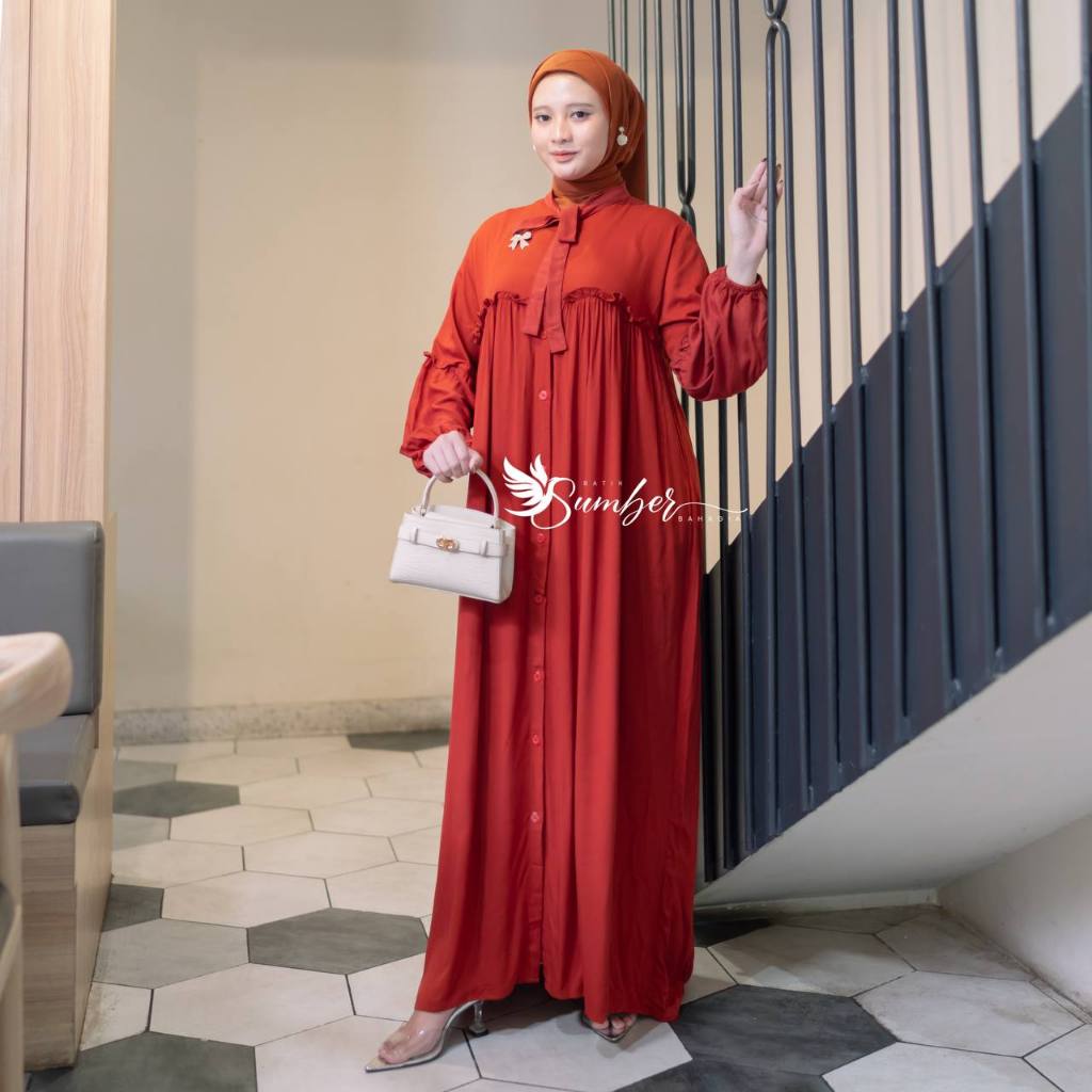 Jual Mecca Dress rayon busui murah resleting depan longdress full ...