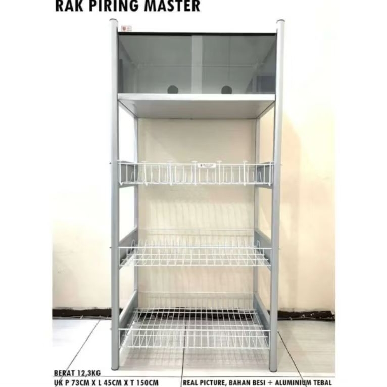 Jual Rak Piring Master Aluminium Dengan Penutup Kaca | Shopee Indonesia