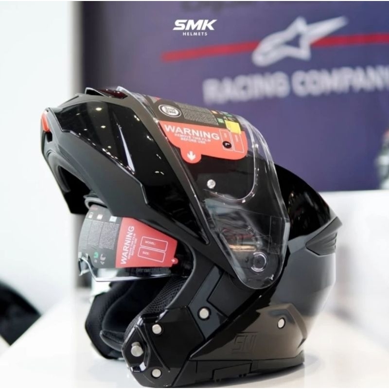 Jual HELM SMK GULLWING BLACK GLOSSY MODULAR SPORT GRAND TOURING ...