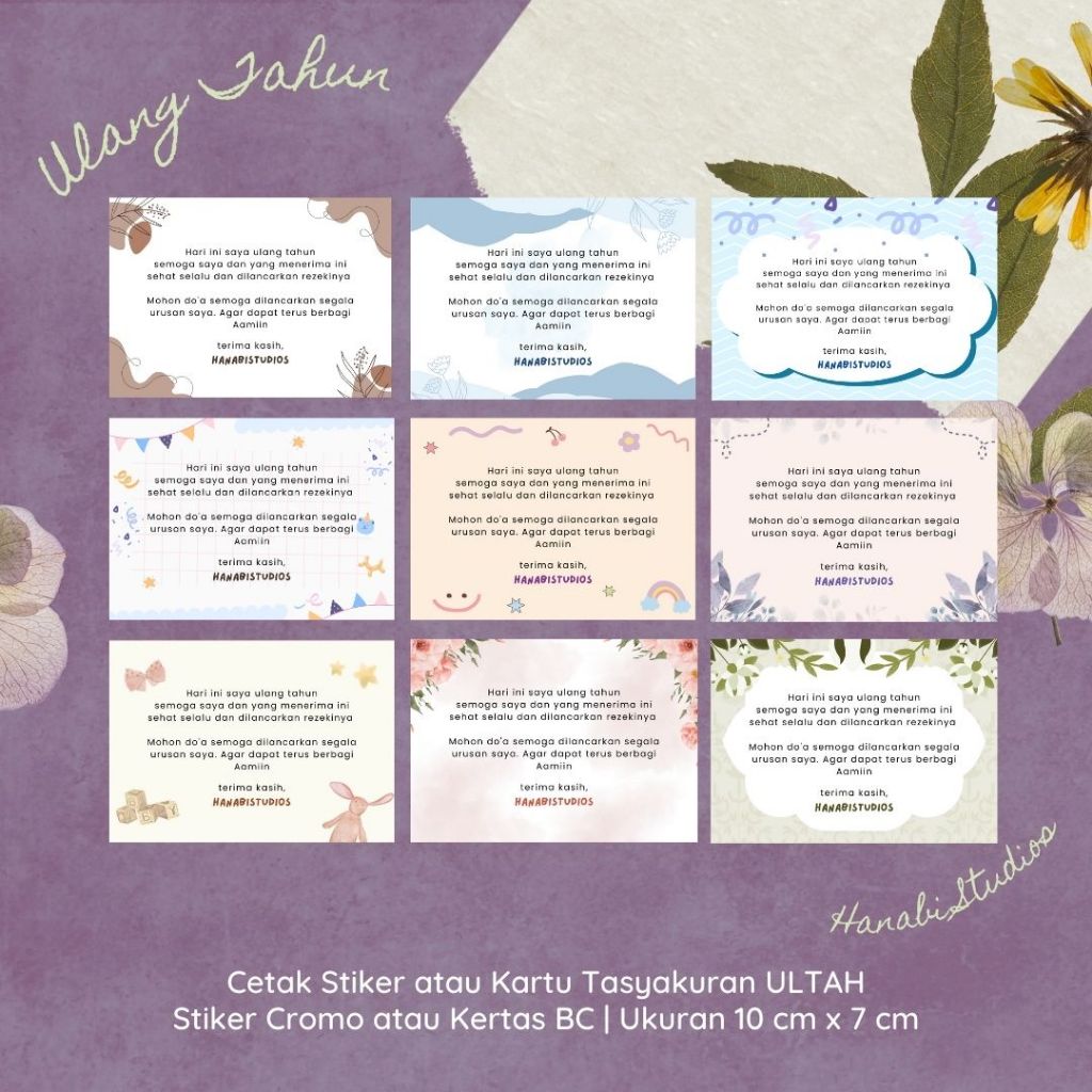 Jual Stiker ulang tahun, kartu ulang tahun, stiker besek syukuran ...