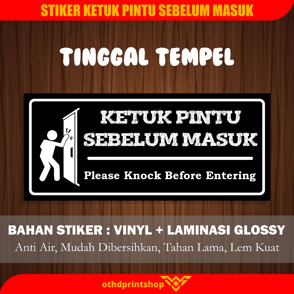 Jual STIKER KETUK PINTU SEBELUM MASUK + LAMINASI GLOSSY | Shopee Indonesia