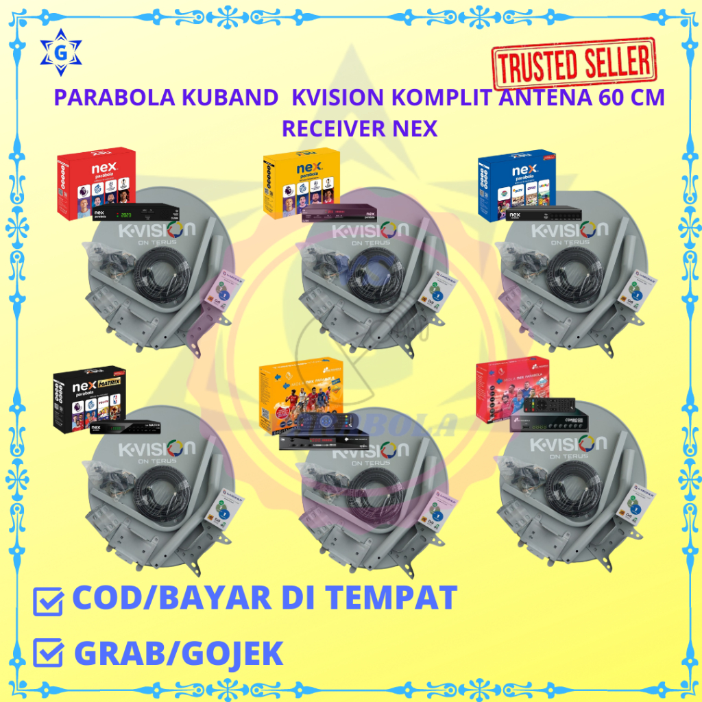 Jual PARABOLA KUBAND KVISION KOMPLIT ANTENA 60 CM RECEIVER NEX PARABOLA ...