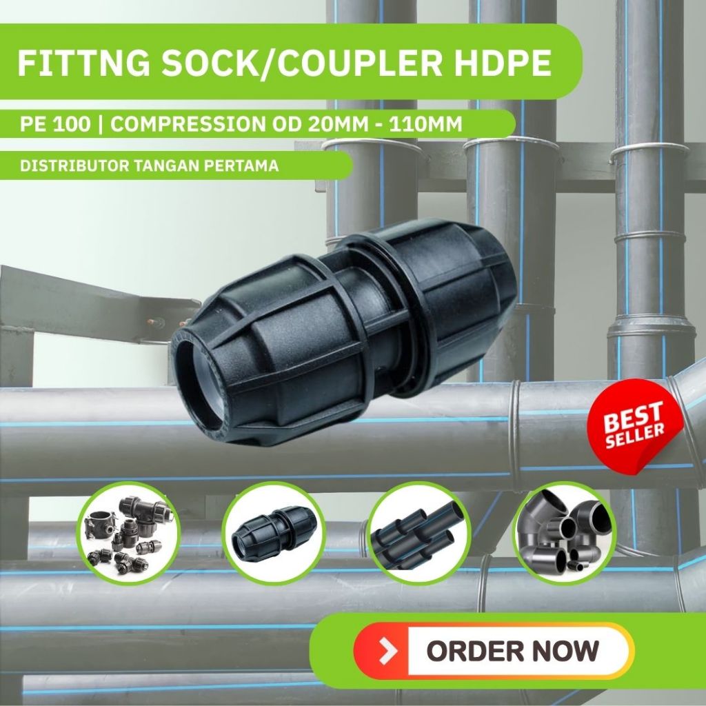 Jual Sambungan Coupler Pipa HDPE Compression Original 1/2" 20mm ...