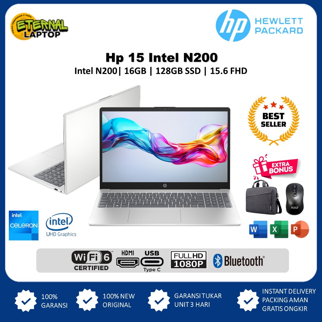 Jual Laptop HP 15 Intel Core N200 16GB 512GB 5.6 FHD WIN11 Orginal ...