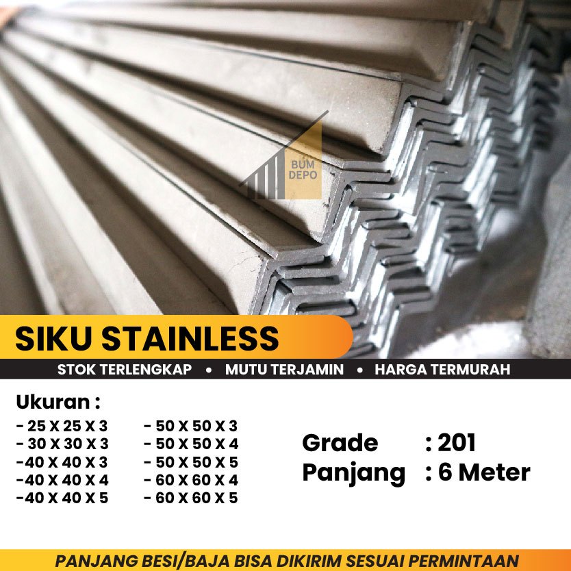 Jual SIKU STAINLES STEEL / STAINLESS STEEL SQUARE BAR /GRADE 201 A ...