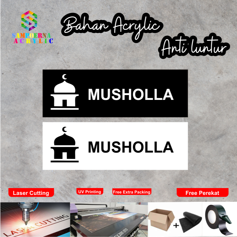 Jual Musholla Sign Board Label Tempel Mushola Akrilik Print Papan Tulis ...