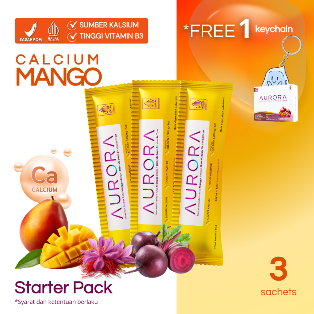 Jual Aurora Saffron Collagen Calcium Mango | Starter Pack 3 Sachets ...