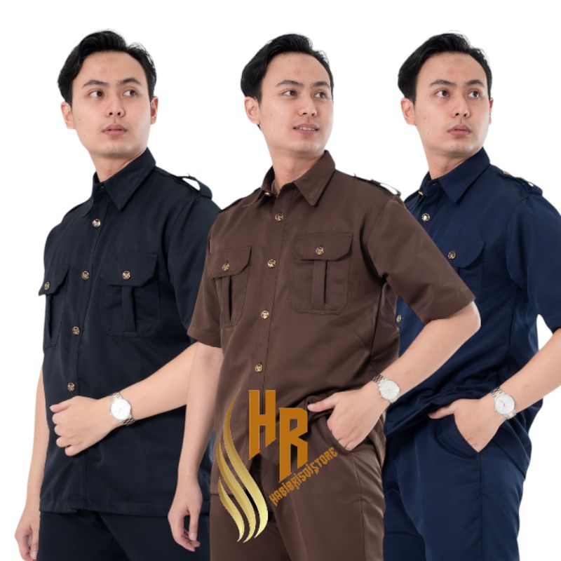 Jual Seragam safari security Baju safari setelan safari satpam lengan ...