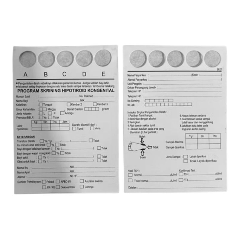 Jual Kertas SHK / SHK Kit / Kartu Skrining untuk Bayi Baru Lahir ukuran ...