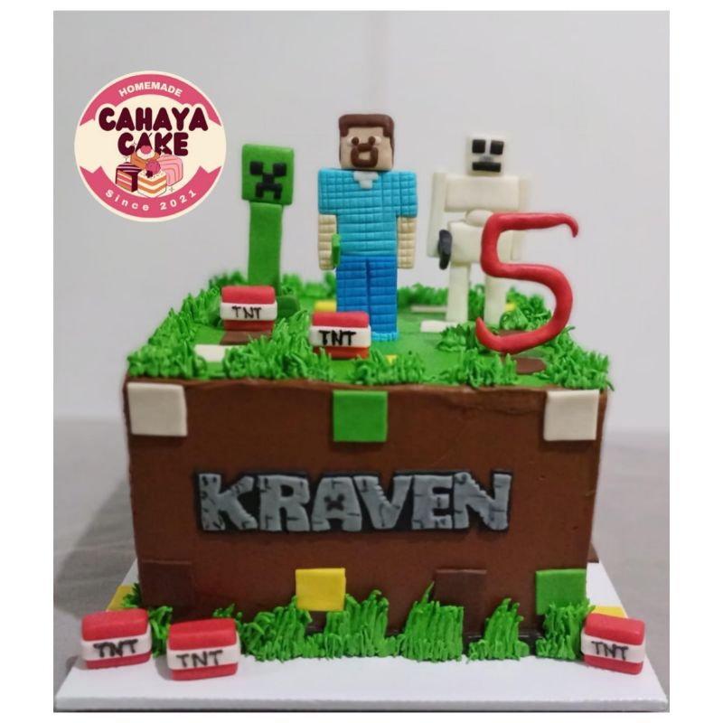 Jual Kue Ulang Tahun Minecraft / Minecraft Cake / Kue Ultah Karakter ...