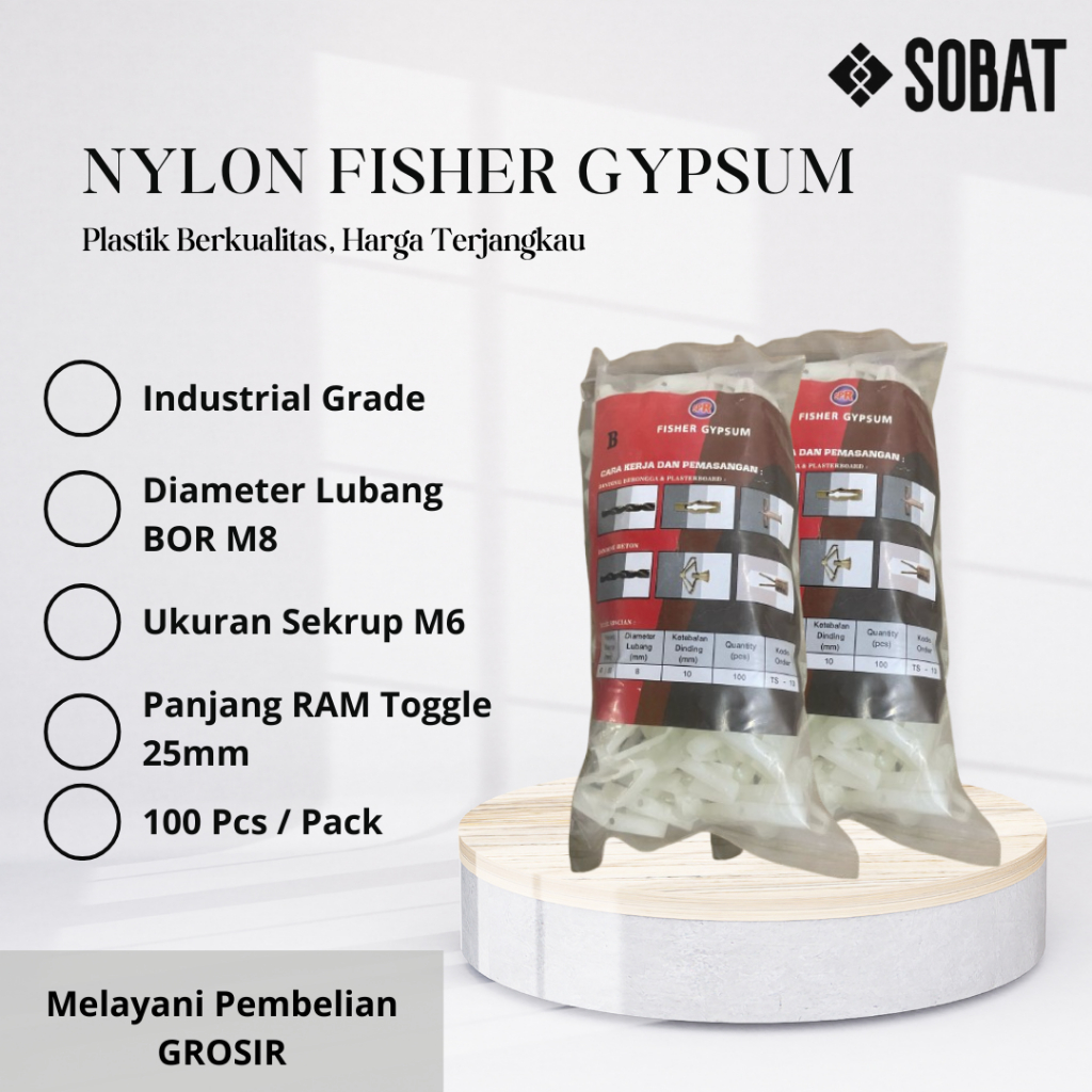 Jual Nylon/Nilon Toggle Gypsum/Gipsum / Fisher Gypsum /Ram Plastik ...