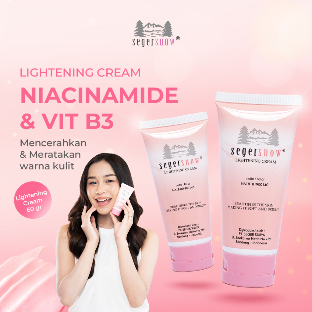 Jual Seger Snow Lightening Cream Tube 60gr With Vitamin B3 Melembabkan ...