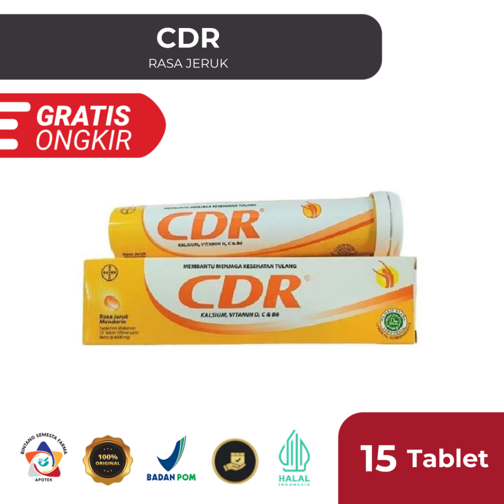 Jual CDR 15 Tablet Calcium Effervescent Tulang Suplemen Kalsium ...