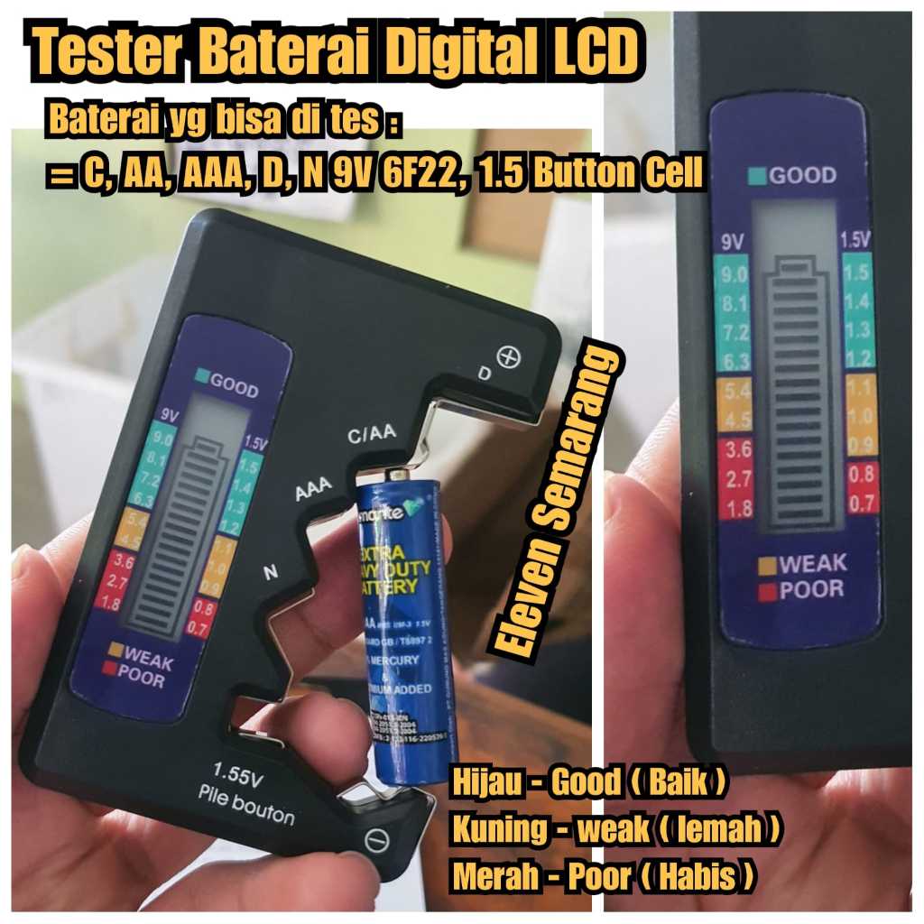 Jual pengetes baterai Alat Tester baterai digital AA AAA 1.55v DAN 9V C ...