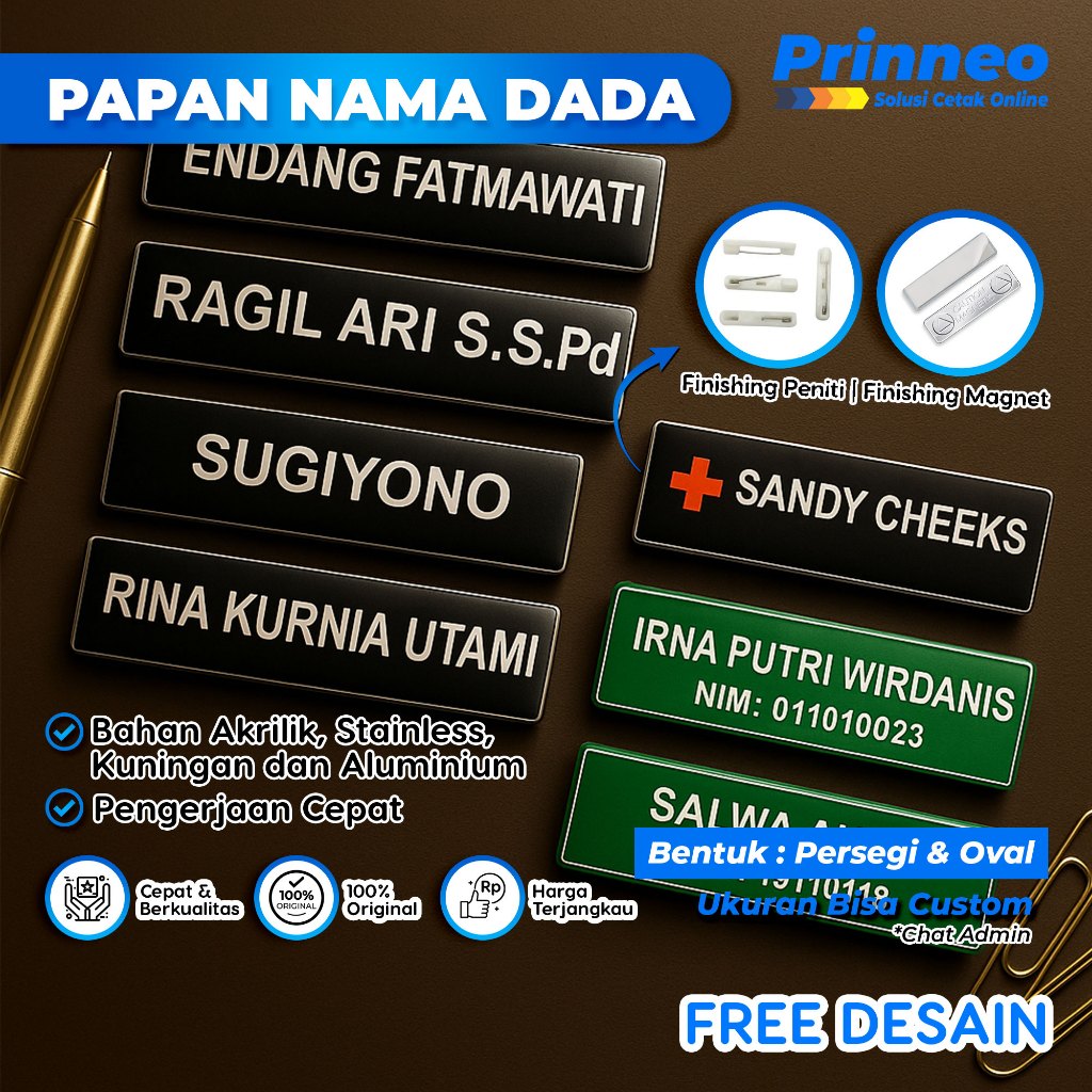 Jual NAMETAG NAMA, NAMETAG DADA, NAMETAG MAGNET, PAPAN NAMA DADA ...