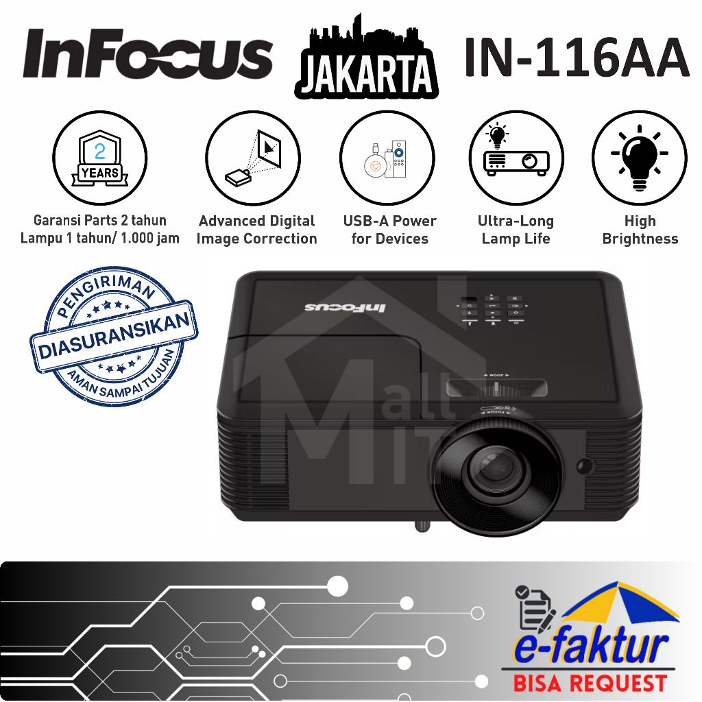 Jual MALLIT INFOCUS Proyektor Infocus IN116AA IN 116AA IN-116AA WXGA ...