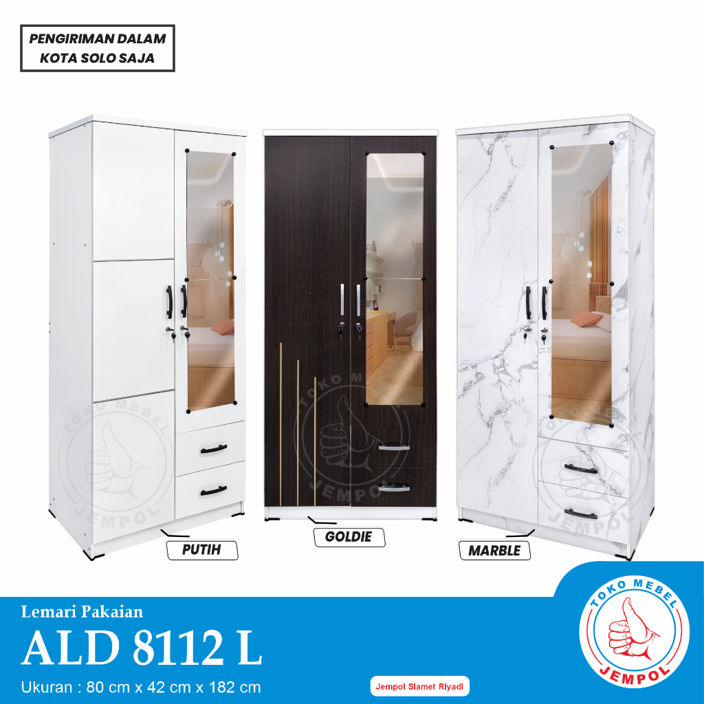 Jual Lemari Pakaian 2 Pintu ALD 8112 L JASMINE Gantung Laci / Almari ...
