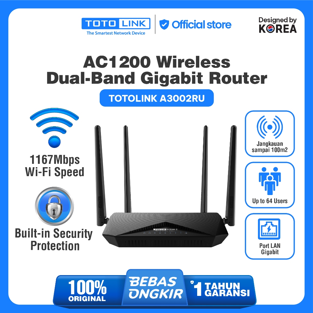 Jual Totolink A3002ru Ac1200 Wireless Dual Band Gigabit Router Totolink Official Store