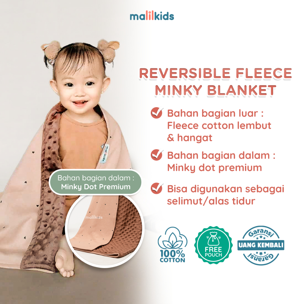 Jual Malilkids Selimut Bayi Reversible Fleece Minky Blanket | Shopee ...