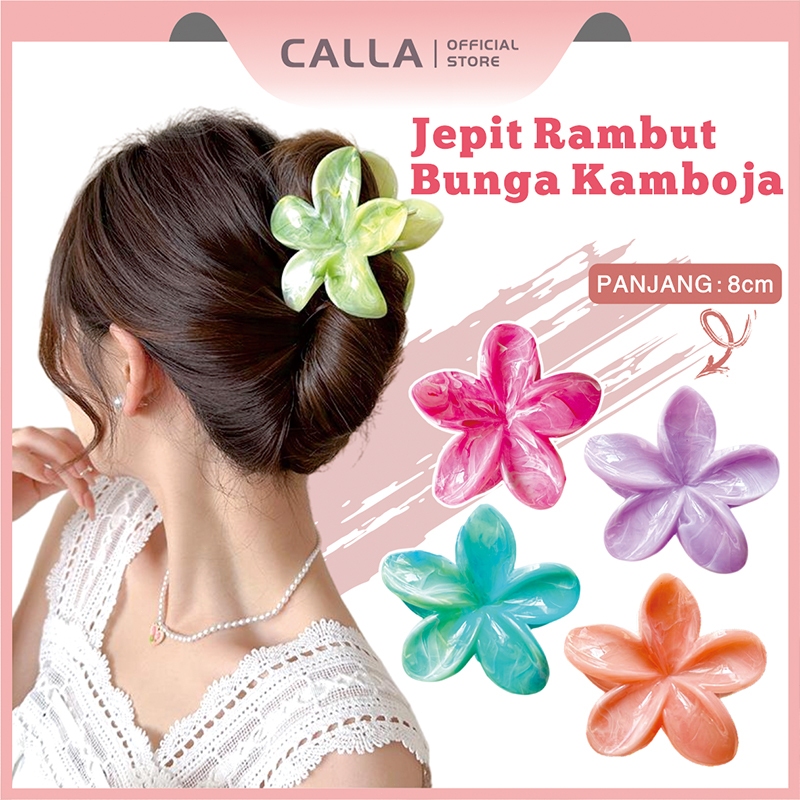 Jual Calla Jepit Rambut Warna Marmer Bunga Kamboja 8CM Gaya Liburan Di ...