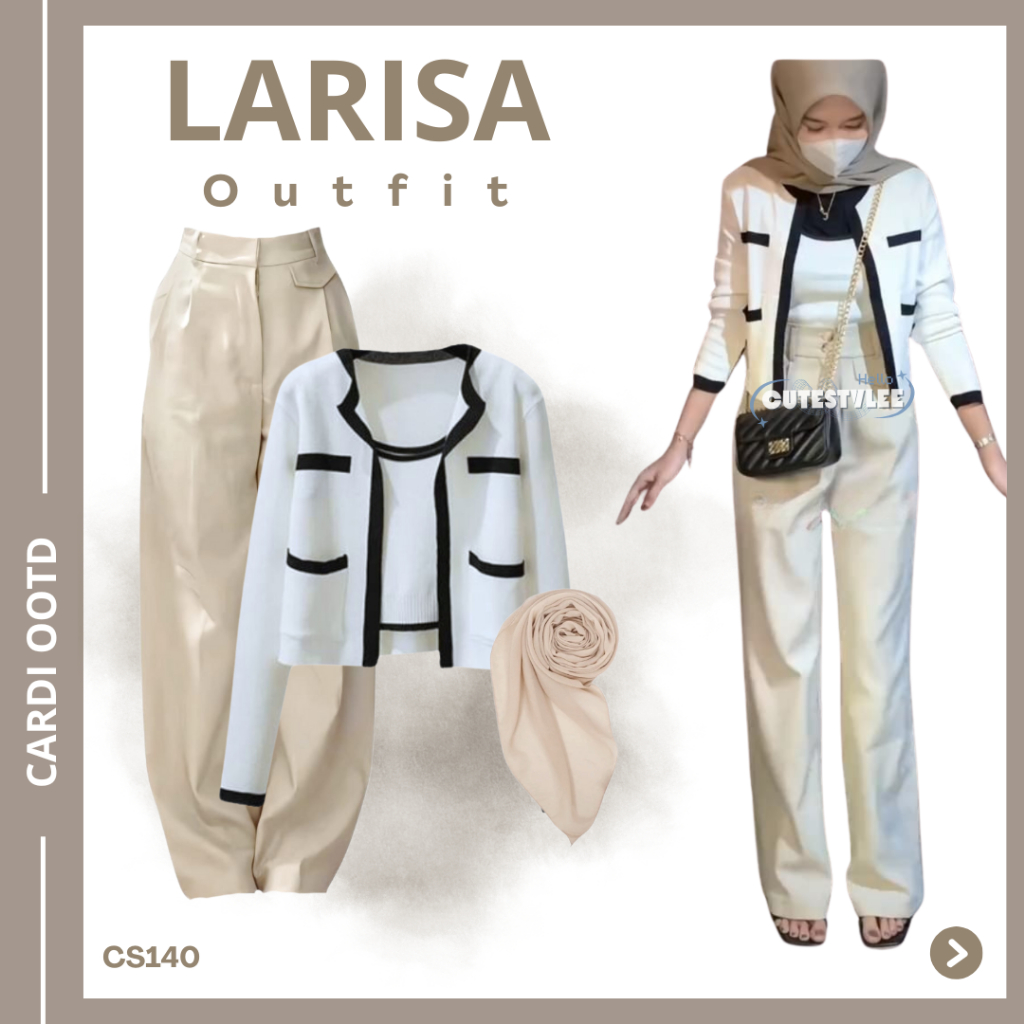 Jual Outfit One Set Wanita 3In1 (Cardigan Inner , Celana Oro Pants , Hijab) Korean Style Modis ...