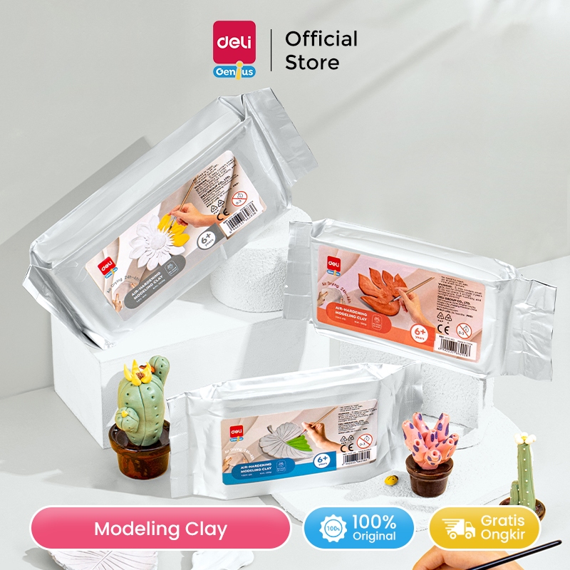 Jual Deli Genius Air Drying Clay 500gr Modelling Clay Sculpting Tanah ...