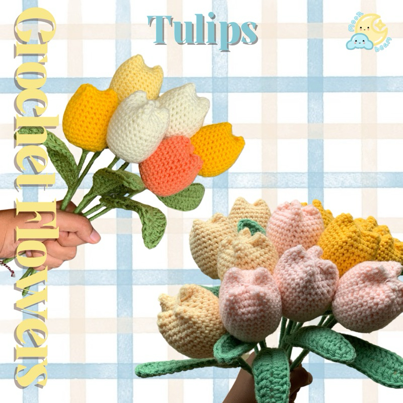Jual PAKET BUNGA RAJUT / Tulip Crochet Flower 6pcs 12pcs | Shopee Indonesia