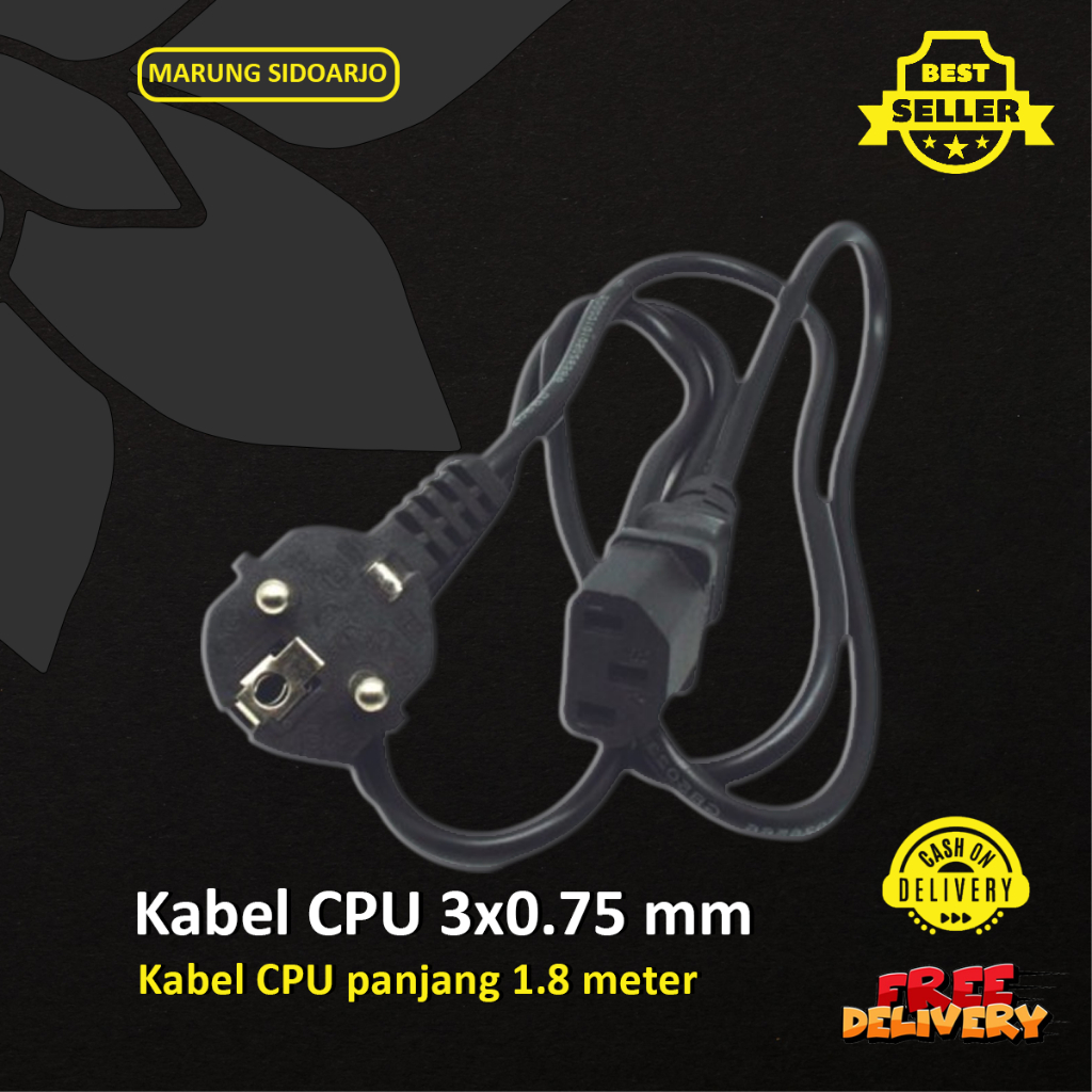 Jual Kabel Power CPU 3X0.75mm Panjang1.8 Meter | Shopee Indonesia