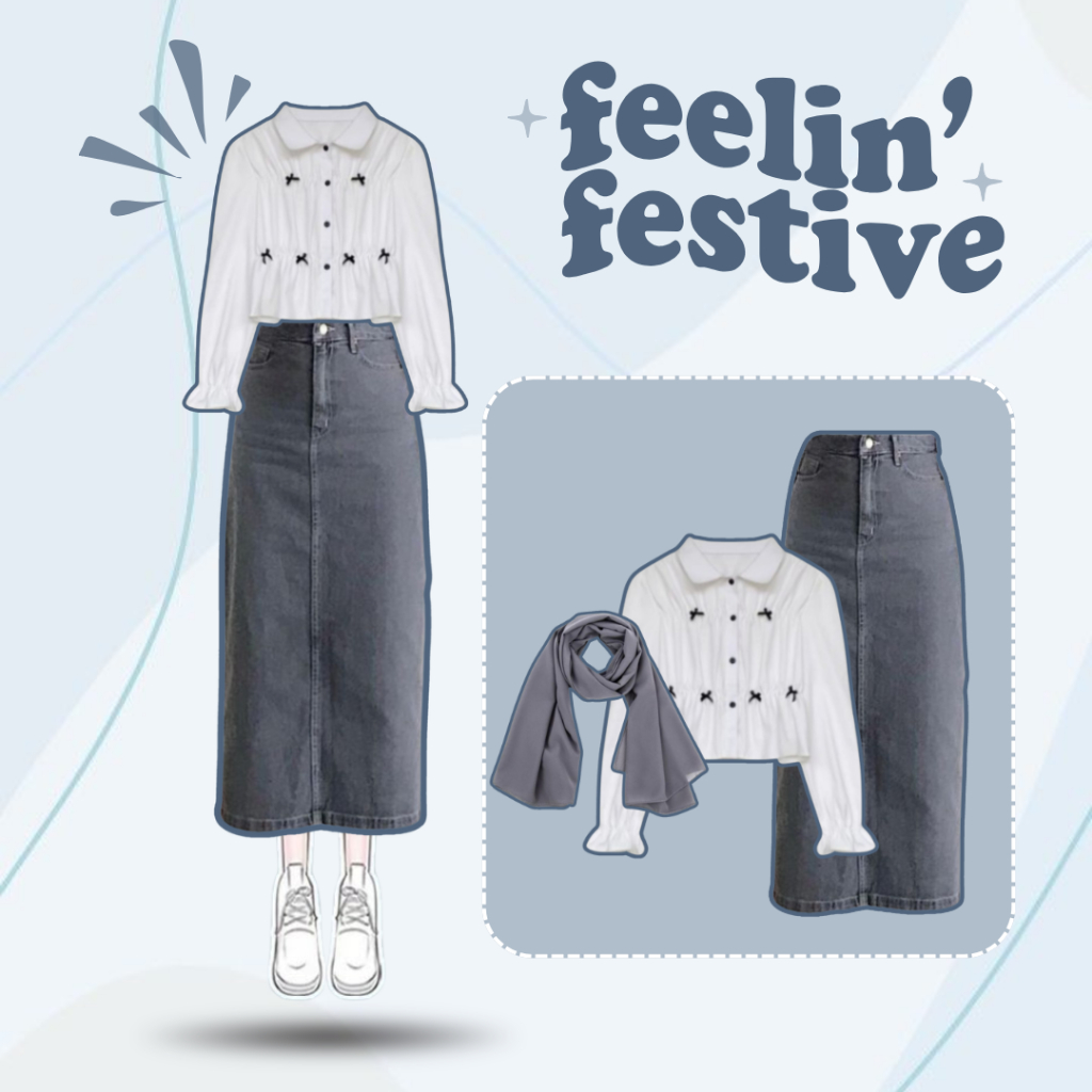 Jual One set Wanita Korean Style 3in1 Hijab OOTD Outfit Kekinian ...