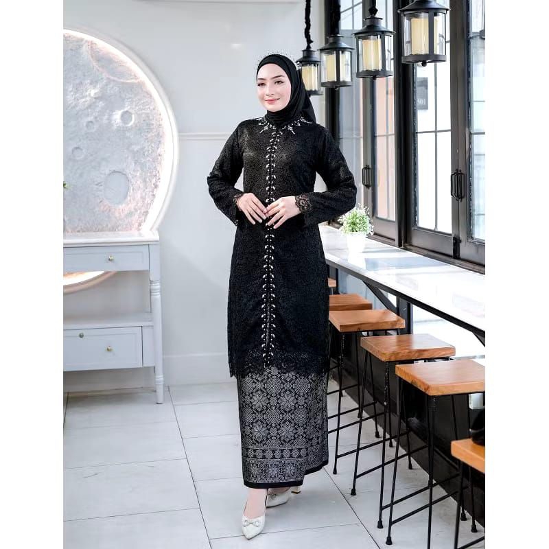 Jual Set Kebaya Brokat Payet Busui / Kebaya Tunik Brokat Rok Songket ...