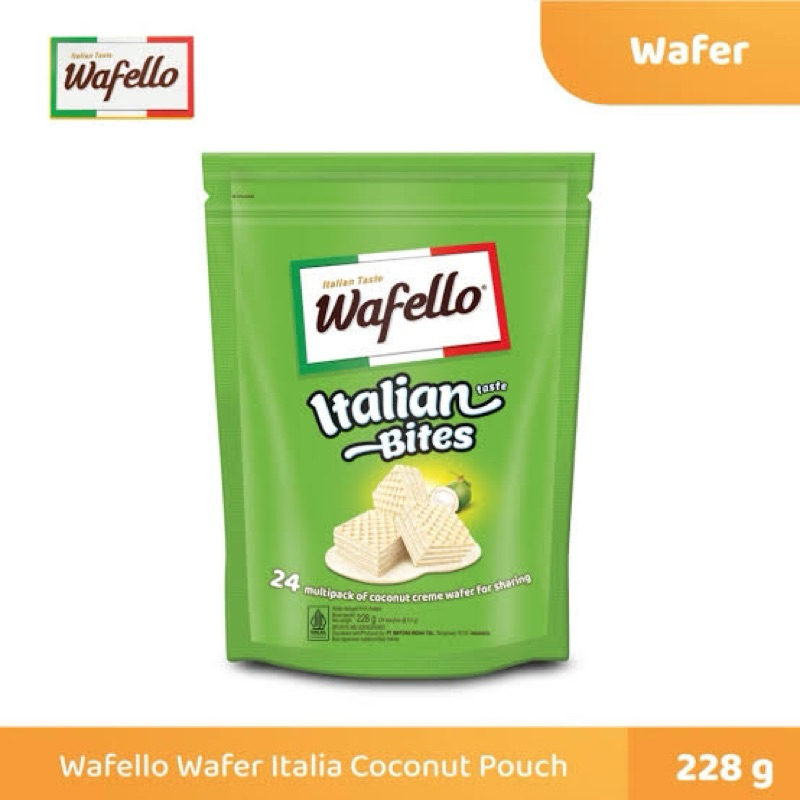 Jual Wafello wafer pouch Italian Bites - Coconut 228gr | Shopee Indonesia