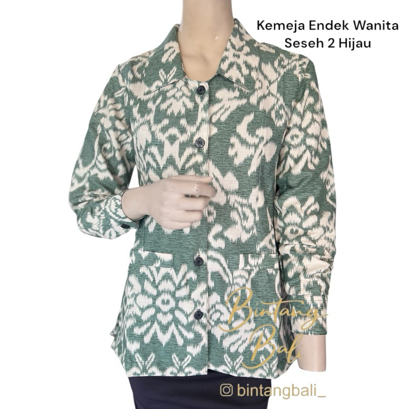 Jual Kemeja Endek Bali Katun Wanita Motif Terbaru Seseh Pink Hijau Ungu ...