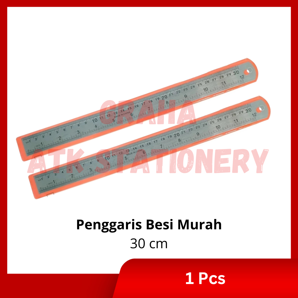 Jual [1 Pcs] Penggaris Besi Tipis 30cm Murah / Rol Besi 30cm / Garisan ...