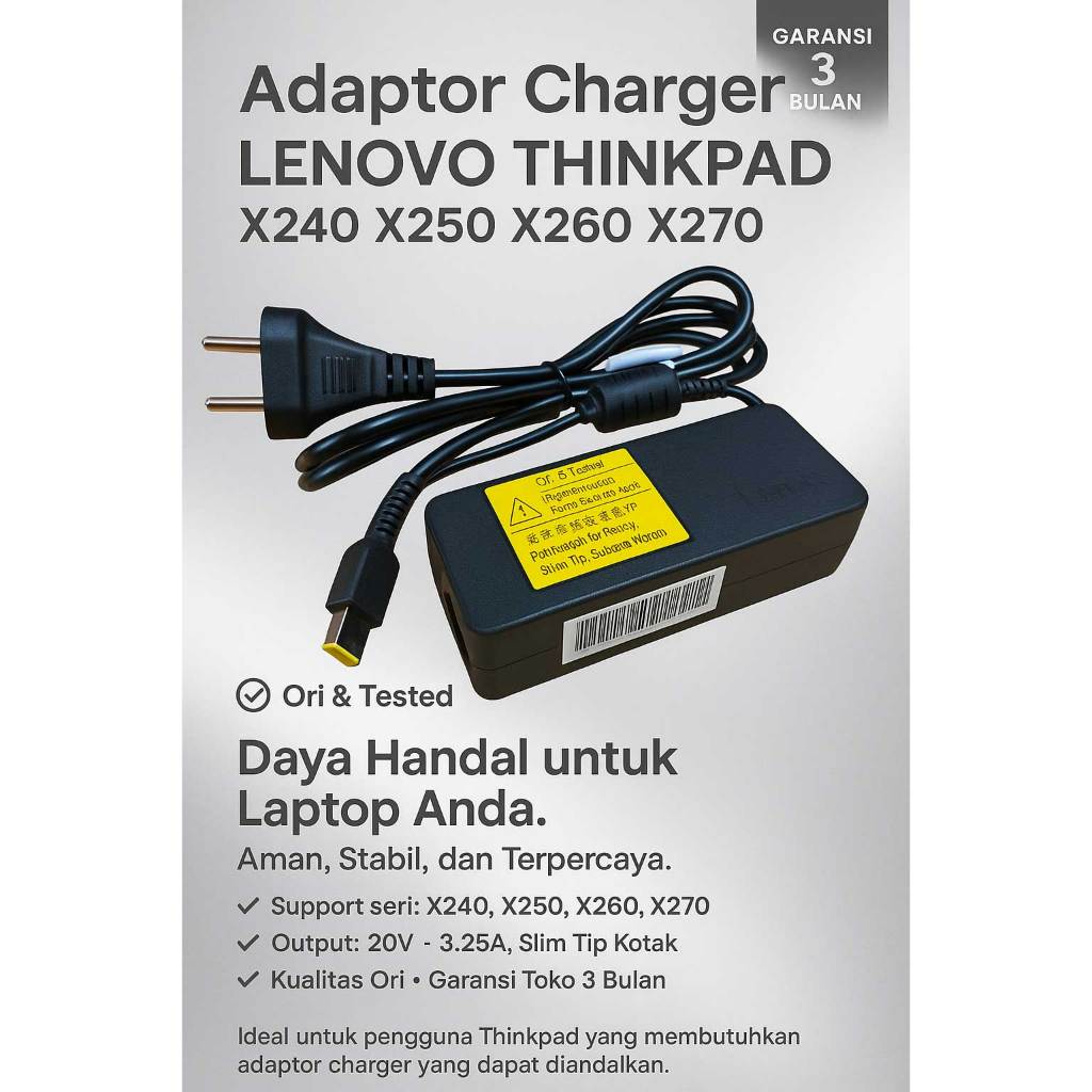 Jual Adaptor Charger Lnv Think X240 X250 X260 X270 Slim Tip SquareMouth ...