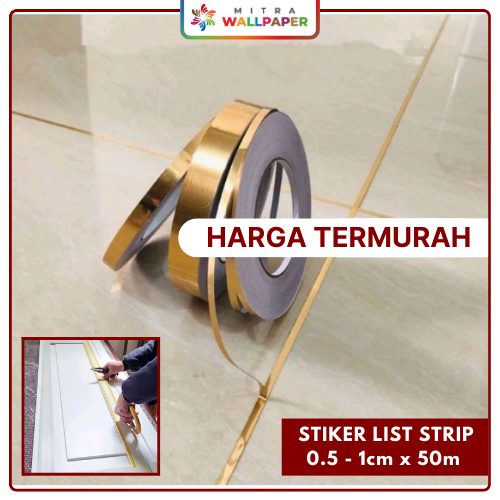 Jual Stiker List Strip Dinding Stiker List Plat Dinding Keramik Gold ...