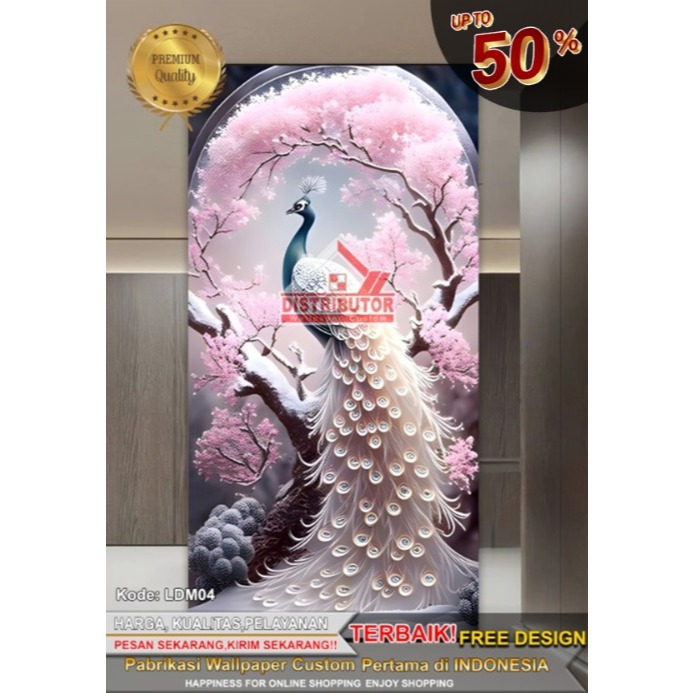 Jual Wallpaper Dinding Custom 3D Tema Burung Merak | Peacock | Burung ...