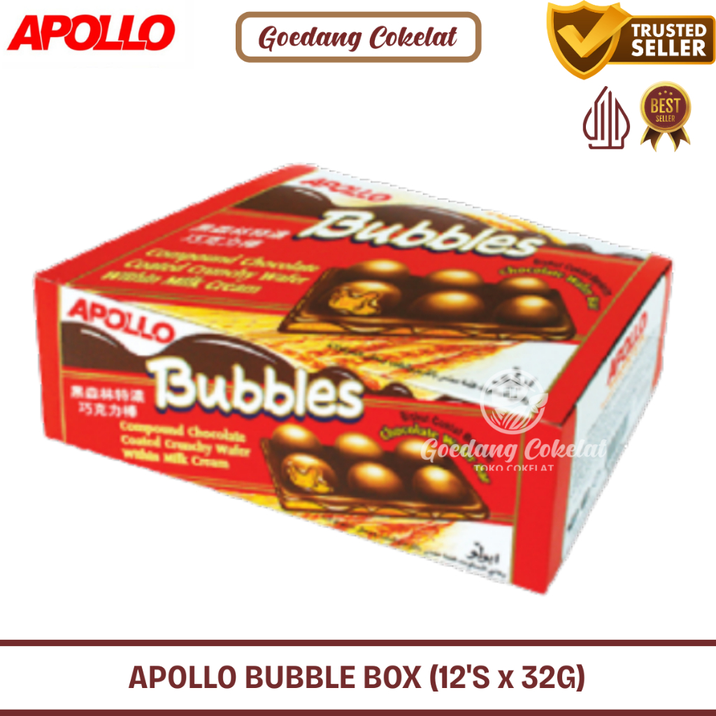 Jual Apollo Bubbles Chocolate Wafer Bar Berkrim Coklat 1 Box Isi 12 Pcs ...