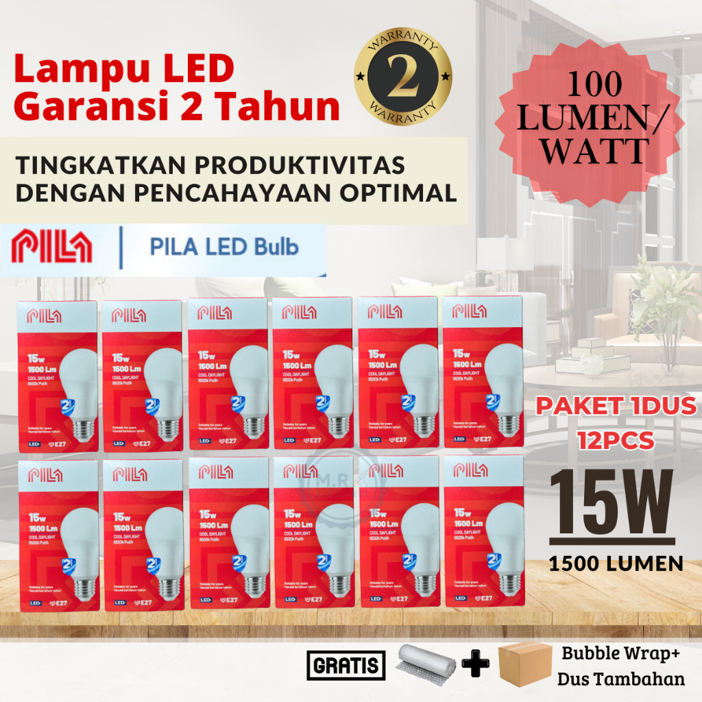 Jual PILA LED Lampu Bohlam PAKET 12PCS/1DUS 7W 9W 11W 15W Garansi 2 ...