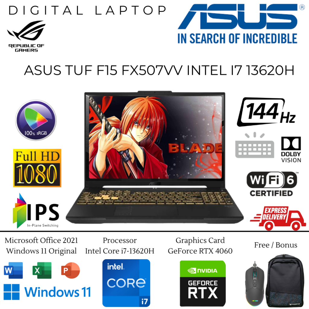 Jual ASUS TUF GAMING F15 FX507VV INTEL I7 13620H 16GB DDR5 1TB SSD ...