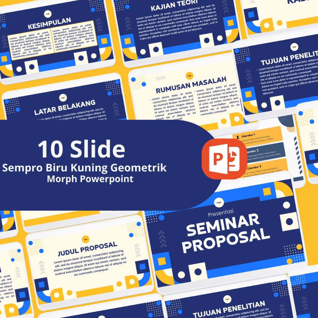 Jual Sempro Biru Kuning Geometrik Powerpoint - Template Proposal ...
