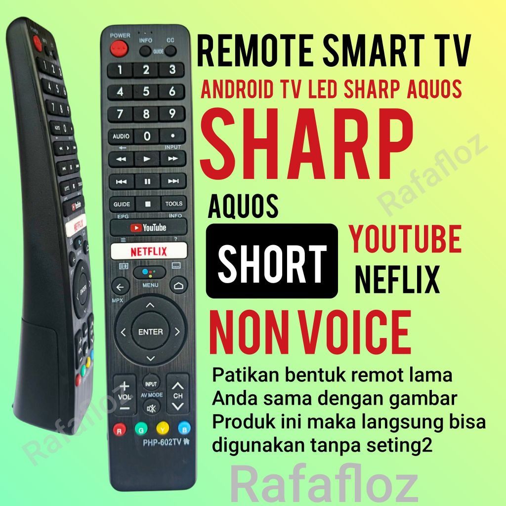 Jual Remote Smart Tv SHARP Aquos LED Android Tombol Short Youtube Neflix Non Voice | Shopee ...
