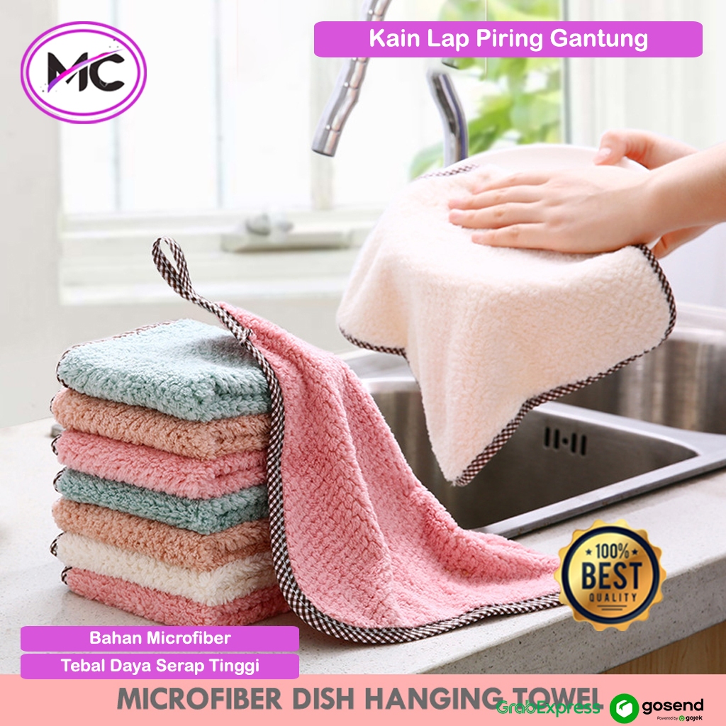 Jual Kain Lap Piring Anti Minyak Tebal Microfiber Hanging Dish Towel ...