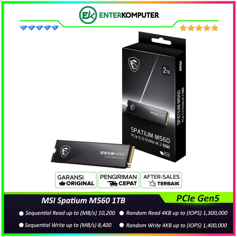 Jual MSI Spatium M560 1TB M.2 NVMe PCIe Gen5 x4 / SSD 1TB | Shopee Indonesia