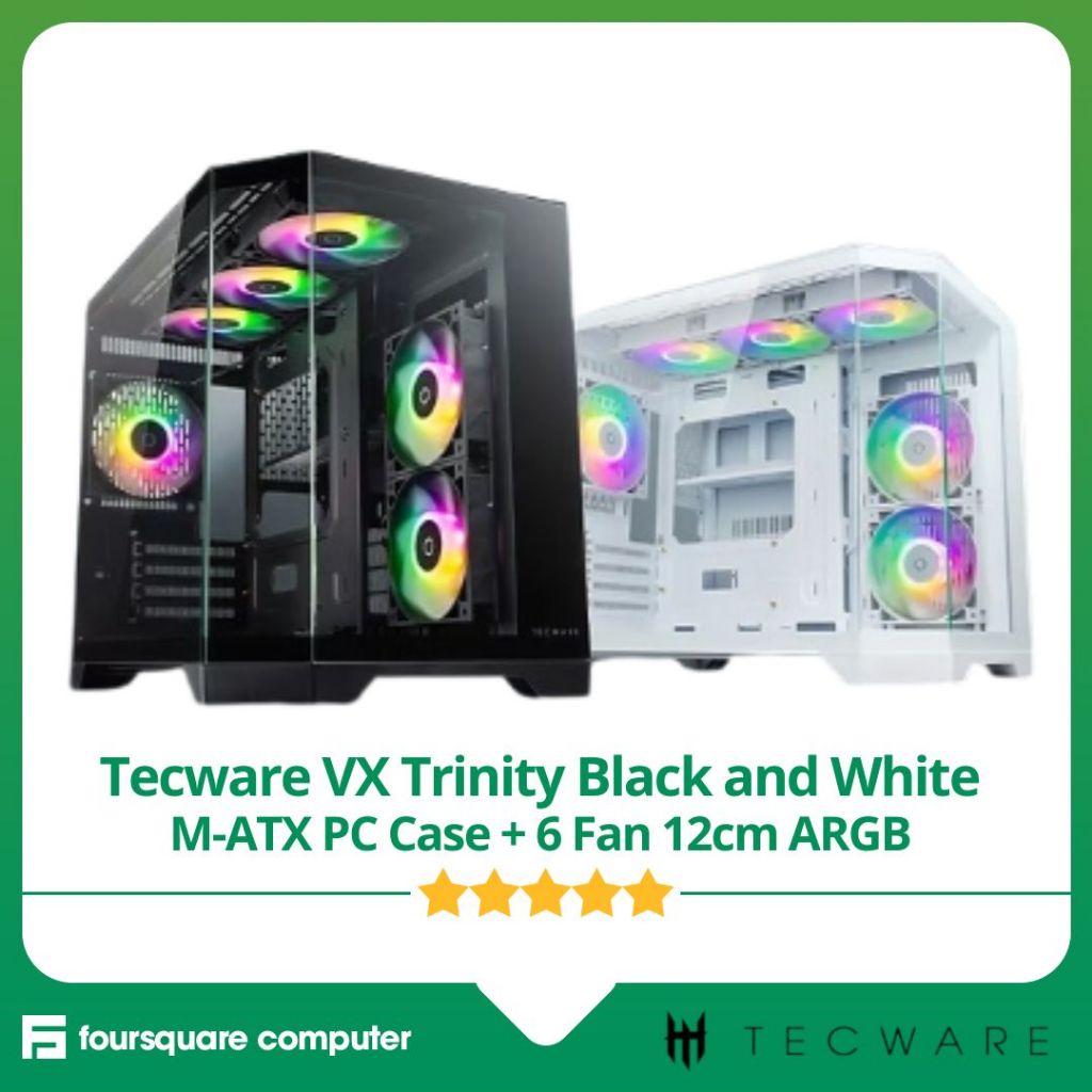 Jual Tecware VX Trinity Black and White M-ATX + 6 Fan 12cm ARGB Case ...