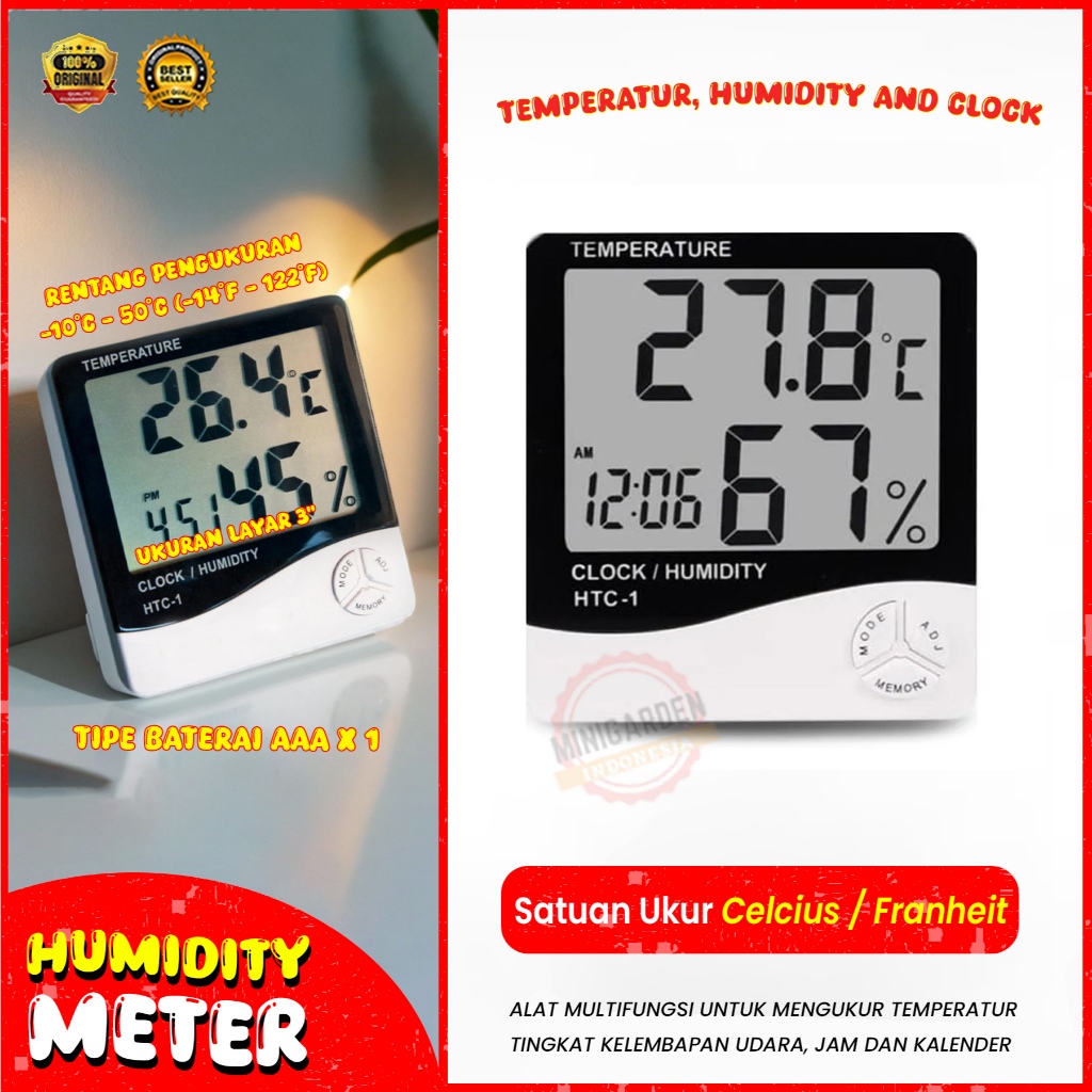 Jual HUMIDITY METER alat ukur kelembapan suhu ruangan hygrometer ...